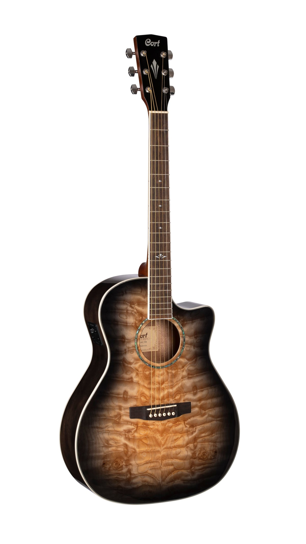 Cort GA-QF TBB Grand REGAL Acoustic Guitar Transparent Black Burst ...
